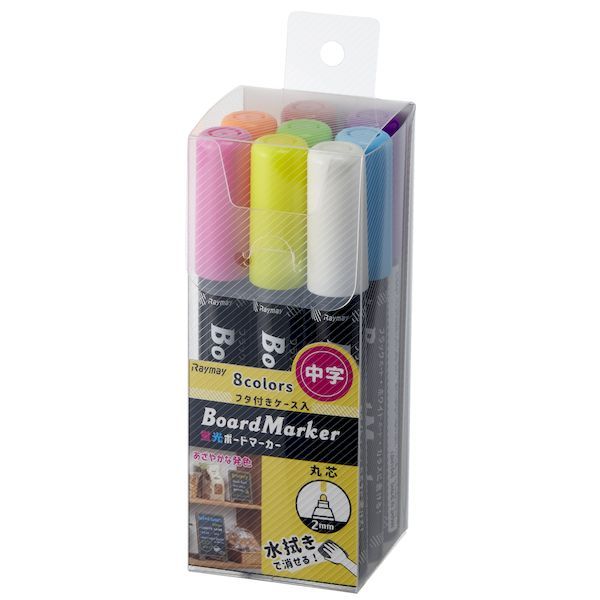 【商品説明】●あざやかな発色●簡単に消せる水拭きタイプ●雨に濡れても流れ落ちない●サイズ中字　●ピンク・イエロー・ホワイト・オレンジ・グリーン・ブルー・レッド・バイオレットの8本パック●サイズ縦_本体（mm）：145●サイズ横_本体（mm）...