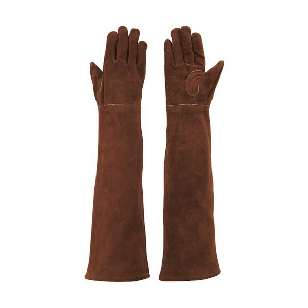 【商品説明】【特長】●特殊オイル加工で油汚れに特に強い牛床革手袋です。【仕様】●サイズ：F●タイプ：袖長タイプ●幅(mm)：600●全長(cm)：60●手首周り(mm)：260【仕様2】●牛床革オイル加工手袋●袖長60cm●茶色【材質／仕上...