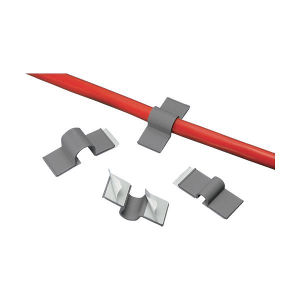 【商品説明】【特長】●両面テープが両側についており、しっかりと固定できます。【用途】●電線、コード、チューブなどの固定に。【仕様】●色：グレー●縦(mm)：16.0●横(mm)：33.0●高さ(mm)：5.8●最大結束径(mm)：3.0●固...