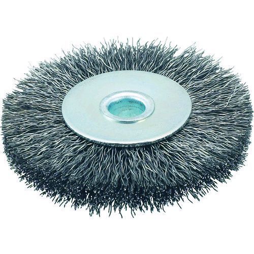 【特長】●ブラシ形状が円盤型で、外面に向かって放射状に毛が植わっています。●円盤状のブラシの中心に穴が開いていて工具、機械などに同径の軸がついていれば取り付けが可能です。【用途】●金属面などのバリ取り、研磨、洗浄など。【仕様】●外径(mm)...