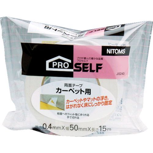 ニトムズメーカーお問い合わせ：03-3544-0615【特長】●平らな面からザラザラ面まで、柔軟性のある厚手タイプの両面テープです。【用途】●ベニヤ板など建材の仮接着、タイルカーペット、玄関マットの固定に。【仕様】●色：ホワイト●幅(mm)...