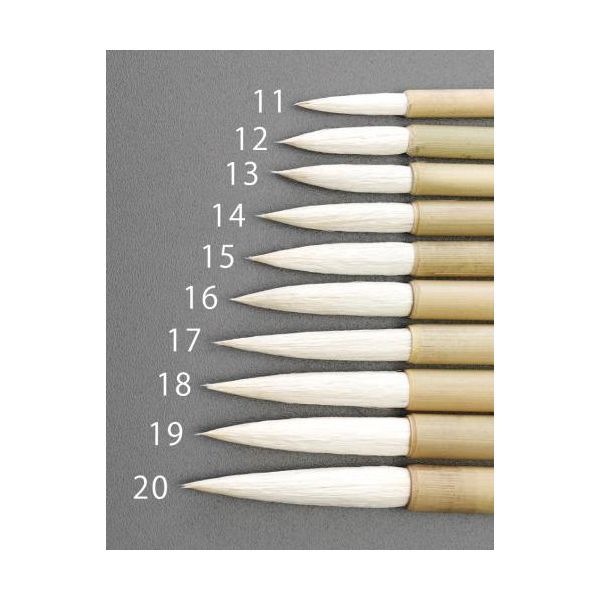 ●用途…並文字筆●材質…毛：羊毛、柄：竹●毛色…白毛●サイズ…2号●全長…192mm●毛丈…26mm●毛幅…4mm●水性・油性用