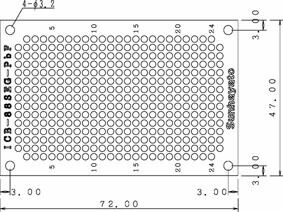 【主な仕様】 ●寸法 47×72mm ●材質・板厚 ：両面・ガラスコンポジット1.2t ●仕上処理 ：レベラハンダ ●パターン： 2.54mmピッチシールドパターン穴径0.9φ 《RoHS指令対応》型名の「PbF」タイプは鉛フリー基板です。...