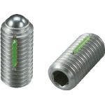 仕様●ねじ径:M6×1.00●ストローク(mm):1.0●荷重(N):9.0?13.0●本体長さ(mm):15●ボール径(mm):3.5 質量2 g 特徴●ネジ部本体にスプリングを内蔵し、押し圧によってボールをストロークし位置決めします。●...