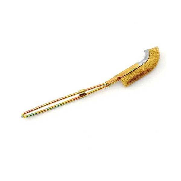 【用途】真鍮・銅の磨きだし。【機能・特徴】柔らかい金属にもキズをつけにくい真鍮線です。サビ落とし・汚れ落とし・木目出しに最適です。【仕様】●タイプ：チャンネルブラシ・曲柄。●毛材：真鍮線。【注意事項ほか】用途に合ったブラシをお使いください。...