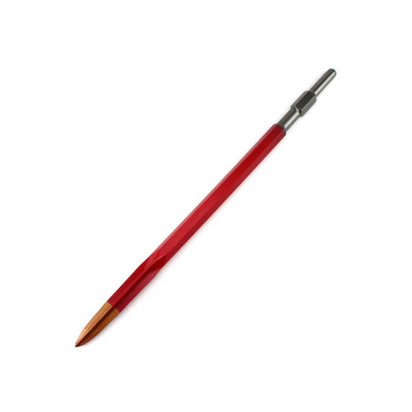 【用途】コンクリートのハツリ作業。【機能・特徴】エッジの長さが12cmで従来品の3.5倍です。オフセット砥石で研磨が可能です。刃先端が摩耗しても常にプラス形状により修理いらずで高耐久です。【仕様】●サイズ：(軸径)17H×(全長)450mm...