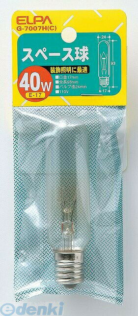 【商品説明】【仕様】●定格：　・電圧　110V　・消費電力 40W　・寿命：約1000時間●本体サイズ：　・全長：93mm　・バルブ径：24mm　・口金：E17●入数：1個●カラー：クリア●【特徴】●装飾照明に最適●シンプルで透明な筒状の小...