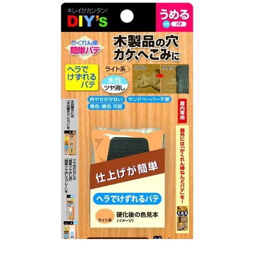 建築の友0595-61-0453【商品説明】■木製品の穴かけ、へこみに使用出来ます。■ヘラで削れます。■屋内用です。■W80XL50XH19mm 37g4936068161086