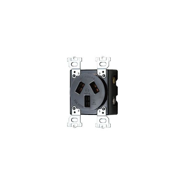 【商品説明】明工社　MU2814　3P 30A 埋込コンセント 黒4990848281401