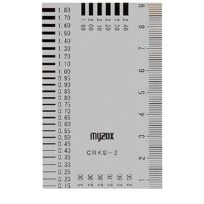 &nbsp; マイゾックス &nbsp; 0561-62-8151 ●コンクリート製品、構造物のひび割れ寸法を、簡単・正確に測定出来ます。●携帯に便利な名刺サイズ。●コンクリートのヒビ割れの測定●サイズ（mm）：55×91●測定目盛：0.1...