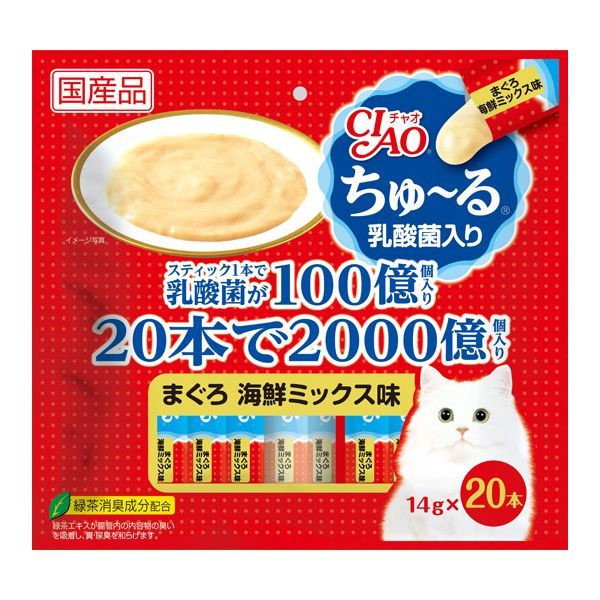 【商品説明】いなば イナバ INABA INABA ちゃお チャオ CIAO CIAO 猫 おやつ 間食 ちゅーる チュール チュ〜ル●1本に乳酸菌が100億個入っているちゅ〜る。猫ちゃんの好きなだしを使用し、風味豊かな仕上がり。一度与えた...