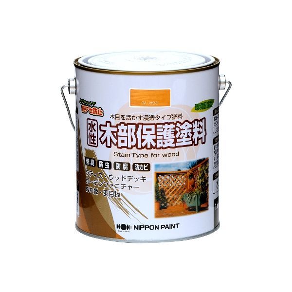 【商品説明】水性木部保護塗料 木目を生かす浸透タイプ 紫外線吸収剤●水性タイプなので、初めての方にも手軽に塗装できる木部保護塗料です。●木材の防虫・防腐・防かび効果に優れ、木材に浸透して木の腐蝕を防ぎます。●木目を生かした半透明仕上げができ...