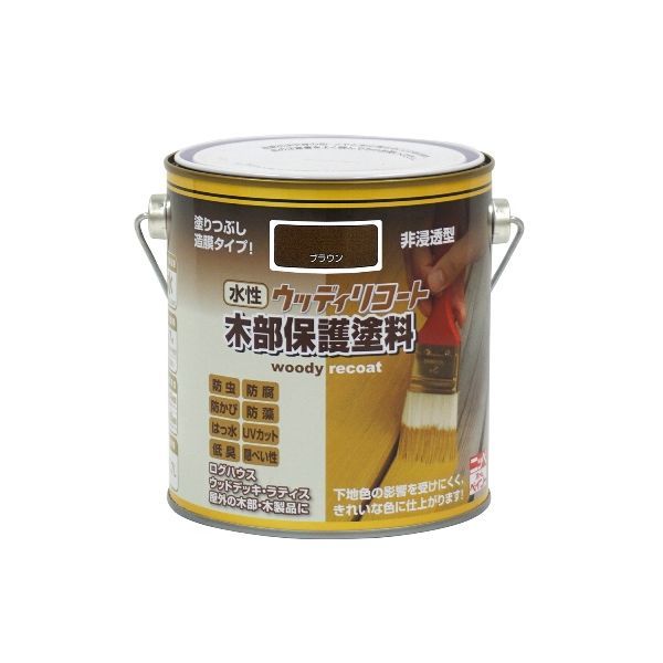【商品説明】水性木部保護塗料 非浸透タイプ 塗りつぶしが可能●非浸透型ですので、下地色の影響を受けにくく、きれいな色に仕上がります。●隠ぺい効果が高く、塗り替えに最適な低臭の水性木部保護塗料です。●木材の防虫・防腐・防かび・防藻効果に優れ、...