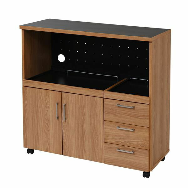 【商品説明】■お客様組立 目安(100分) ※大人2人大きなお鍋や大きなお皿も収納できるスライドカウンター。家電も収納できて便利。スライド棚は2列あるから置くものを選ばないキッチンカウンター。■本体サイズ　[外寸]幅90×奥行41.5×高さ...