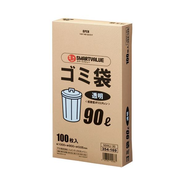 【商品説明】●透明のゴミ袋。上から1枚ずつ取り出せます。●規格：90L●厚：0．05mm●材質：低密度ポリエチレン●色：透明●手触り：ツルツルタイプゴミ袋4547345022688