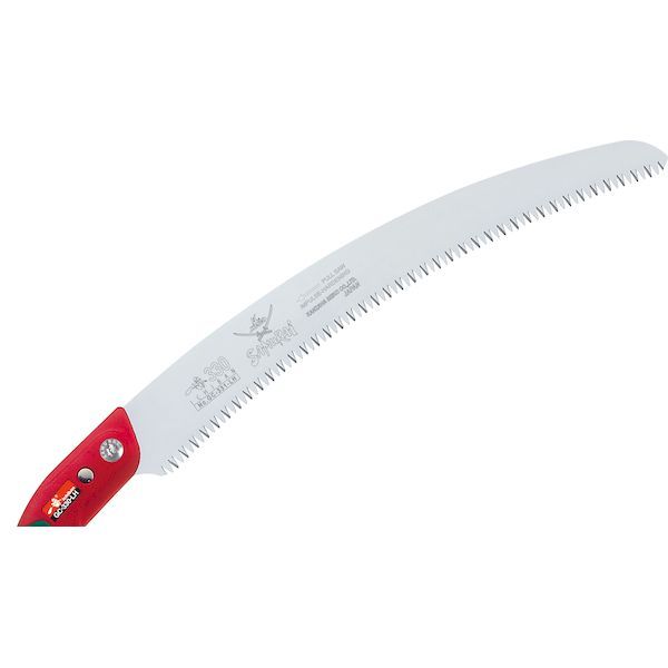 【商品説明】■用途：枝打ち、一般剪定鋸■曲刃■荒目：4.0mm　ピッチ■衝撃焼入れ■ハードクロームメッキ■アサリわけなし■胴研磨刃■重量：65g■材質：高級炭素鋼■全長：300mm、■刃渡り：240mm■本体品番：GC-240-LH■包装：...