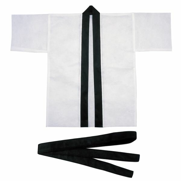 安くて丈夫!軽さと撥水性を持ち合わせた不織布製Jサイズ(幼児〜小学校低学年向け)帯付(1300×30mm)890×620mm(袖巾220・身巾480mm)82g不織布PP袋入衣装 法被 半天 応援 幼稚園 保育園 小学校 運動会 イベント ...