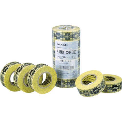 カモ井加工紙メーカーお問い合わせ：086-465-5812【特長】●塗料の色止まり具合が一目で分かります。●目盛付です。●通常のマスキングテープとしても使用できるハイクオリティーなテープです。【用途】●車輌塗装用。【仕様】●色：イエロー/ブ...