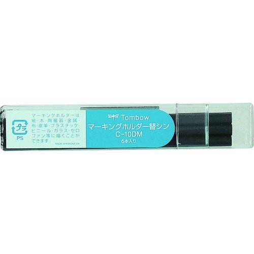 トンボ鉛筆メーカーお問い合わせ：0120-834198【特長】●マーキングホルダー用の替芯です。【用途】●陶器、金属、ガラス、ゴム、プラスチック、布用【仕様】●芯色：黒●芯径(mm)：4.4●全長(mm)：101【仕様2】●6本入り●H-D...