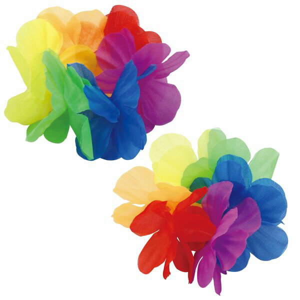 【商品説明】●きれいで大きな花びらのうでわ●商品サイズ（単位mm)：約φ100×高さ65mm●セット内容：全9色 2個組●重量（g）：5g●材質：ポリエステル●包装形態：袋●包装サイズ：100x100x5mm●生産国：中国 子供 虹 アクセ...