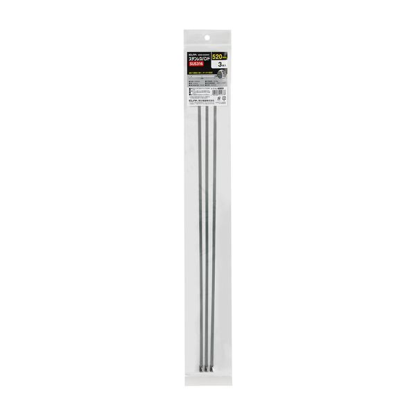 ■全長：520mm■幅：4.5mm■最大結束内径：152mm■引張強度：45.4kg■使用温度範囲：-40℃〜+300℃■材質：SUS316■3本入●錆び・腐食に強く、がっちり固定4901087212378