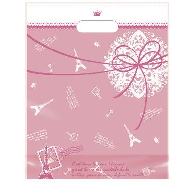 ●底にマチのあるスタンディングバッグです。●前面に透明なレースデザインを、背面は透けにくいカラー印刷を施しています。●持ち手つきの可愛いバッグです。●※柄は両面に印刷されています。●サイズ：幅240mm×高さ310mm＋マチ120mm●50...