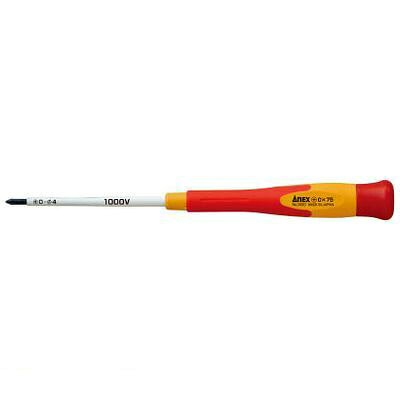 ●耐電圧1000V（絶縁耐電圧試験済み）仕様です。●回転キャップ付です。●マグネットなしです。●軸被膜はPP製で強度をアップしています。●精密機器などの精密ねじ回しに。●全長(mm):183●刃先:[[(+)]]0●軸長(mm):75●マグ...