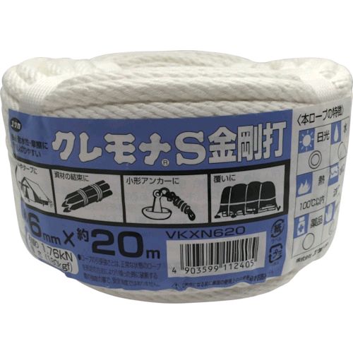 ユタカメイクメーカーお問い合わせ：072-441-2220【特長】●手触りがよく扱い易い、耐候性、耐久性に優れた強度の強いロープです。【用途】●各種結束、テント・タープ用など。【仕様】●色：白●線径(mm)：6●長さ(m)：20●包装形態：...