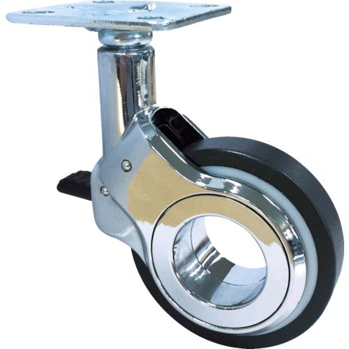 【特長】●車輪中央部が空洞になっているデザイン性の高いキャスターです。●ほこりなどが溜まりにくい形状にもなっています。【用途】●シェルフ箪笥、ワイヤ家具、イス、デザインカートのホイールに使われます。【仕様】●許容荷重(daN)：49.0●許...