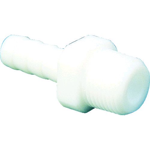【特長】●一方がチューブ圧入式で、一方をめねじに接続します。【用途】●送液用【仕様】●ねじサイズ：R1/4●適用チューブ内径(mm)：6●タケノコ外径(mm)：6●適用流体：酸、アルカリなど【材質／仕上】●PTFE【原産国】日本