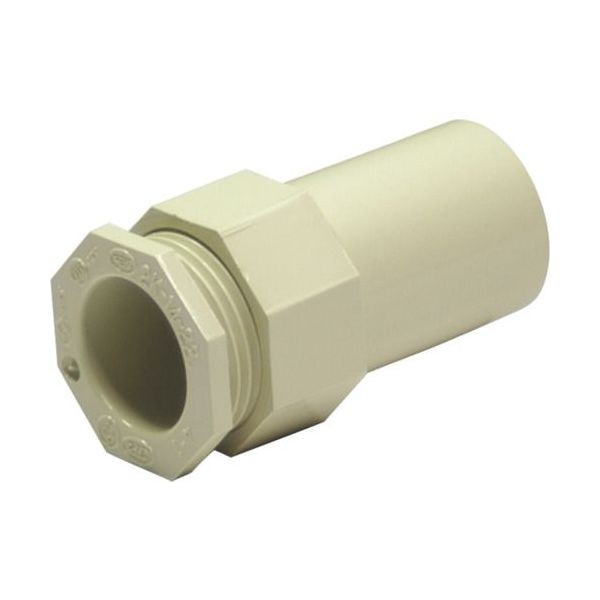 【特長】●高耐候性・耐衝撃性樹脂を使用し、グレードアップしました。【用途】●ボックスに取り付けパイプを接続する際に使用。【仕様】●ねじ呼：G3/4●色：アイボリー●適合電線管：VE管16●φd(mm)：22.4●おすねじ外径(mm)：26●...