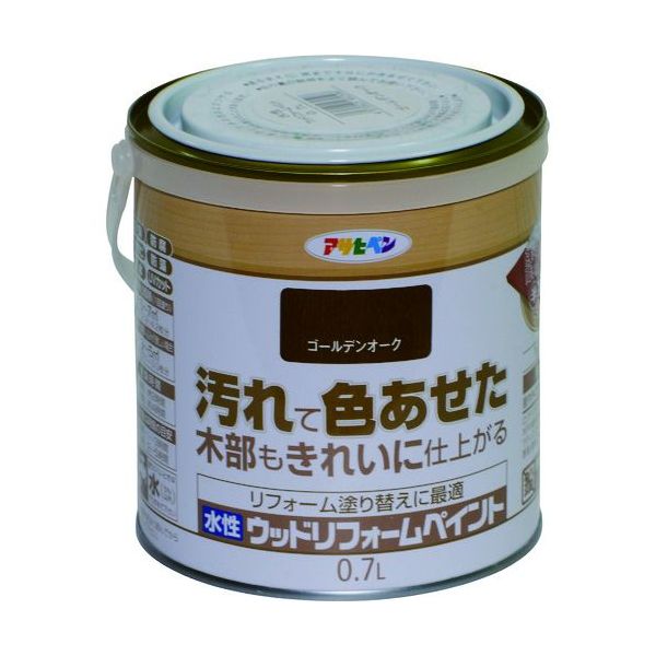 アサヒペンメーカーお問い合わせ：06-6930-5008【特長】●強い着色力と高い隠蔽性で、屋外木部のリフォームの塗り替えに最適です。●半造膜タイプで着色力が強く下地の影響を受けません。●紫外線吸収剤、撥水剤、防カビ剤、防藻剤、防腐剤配合で...