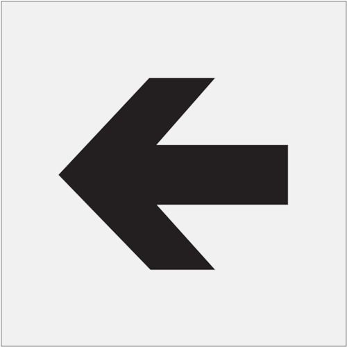 【特長】●吹付用のステンシルプレートです。●ポリプロピレンの薄い板のため曲面にそわせて使用することができます。●材質がポリプロピレンのため、使用後の処理も簡単です。【用途】●駐車場などの吹付用プレートに。【仕様】●表示内容：矢印(小)●文字...