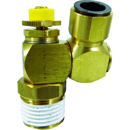 千代田通商メーカーお問い合わせ：043-445-5481【特長】●三次元でのチューブ取り出しができます。●本体が金属製です。【仕様】●接続口径：R3/8●適合チューブ外径D(mm)：12●使用流体：圧縮空気【仕様2】●使用温度範囲：-5〜6...