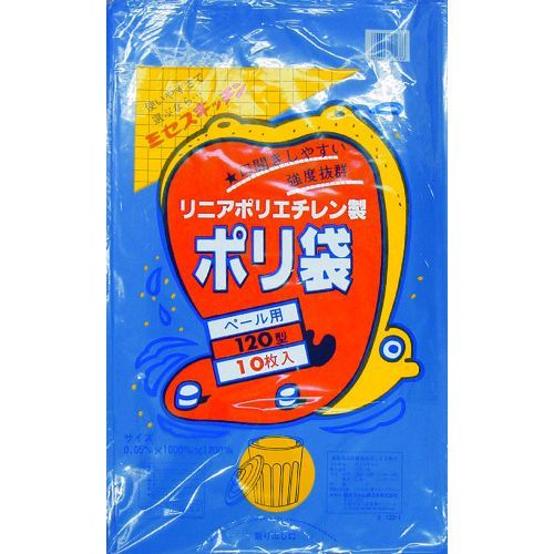 【特長】●工場内の大型ポリ袋に最適です。【仕様】●縦(mm)：1200●横(mm)：1000●厚さ(mm)：0.05●容量(L)：120●色：ブルー【材質／仕上】●ポリエチレン（PE）【原産国】日本
