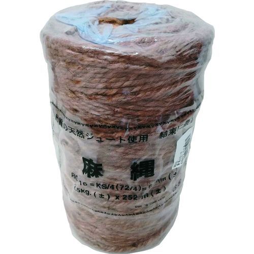 【特長】●結束や梱包などに使用する麻紐です。●100％天然素材ですので、指に負担をかけにくく、縛りやすいです。【仕様】●包装形態：シュリンクパック●長さ(m)：約250●色：茶●線径(mm)：6【材質／仕上】●麻【原産国】バングラデシュ