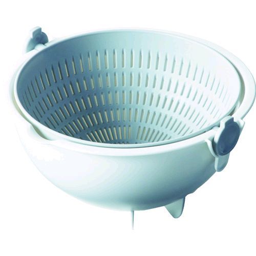 【特長】●ボウルとざるが一体型になっており、取り外して別々でも使えます。●ホイールを軸にボウルの中でざるがスピン(回転)し、傾けるだけで簡単に水切りができます。●さらに、白いボウルを180度回転させてざるのフタにして、両手で押さえて上下に振...