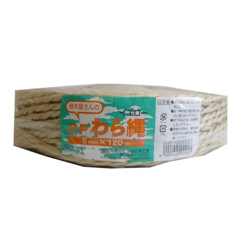 株式会社 宮島化学工業0256-73-5151【商品説明】■二本より溶着ロープ■玉縄に似せた自然な色合い■色：イエロー■商品サイズ：幅6mm×長さ120m■材質：ポリプロピレン4990242200053