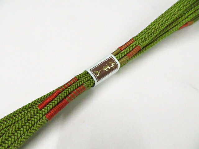 【サイズ・素材・お色】 長さ：M サイズ ◆帯締め Mサイズ・・約145cm以上◆ ◆帯締め Lサイズ・・約180cm以上◆ 地色：抹茶 (1枚目の画像が近いお色かと思われます) 素材：正絹 【商品状態】 汚れ:なし ランク:A その他: ...