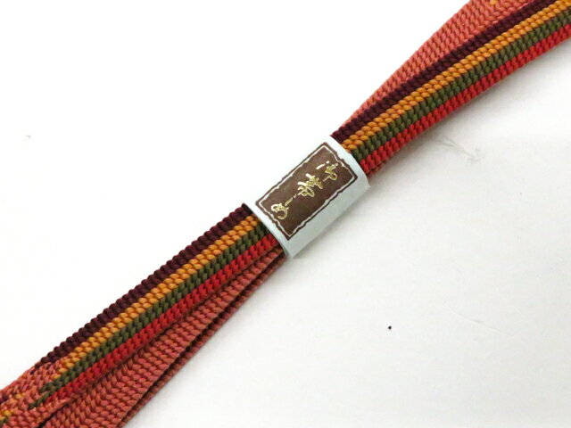 【サイズ・素材・お色】 長さ：M サイズ ◆帯締め Mサイズ・・約145cm以上◆ ◆帯締め Lサイズ・・約180cm以上◆ 地色：ピンク|赤|緑 (1枚目の画像が近いお色かと思われます) 素材：正絹 【商品状態】 汚れ:なし ランク:A ...