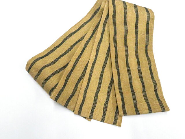 【サイズ・素材・お色】 長さ：約354cm 幅：約10.5cm 地色：黄土 (1枚目の画像が近いお色かと思われます) 素材：正絹 【商品状態】 汚れ:薄汚れがございますが、着用可能です。 ランク:B その他: 【ランク説明】 N:新品・未使...