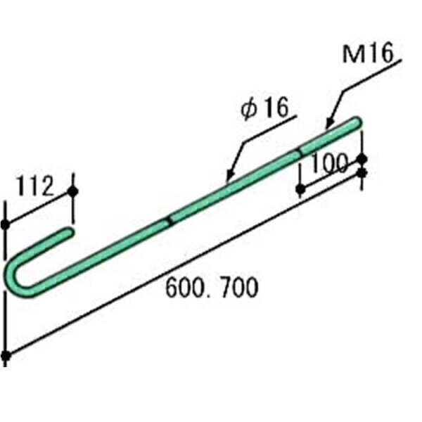 商品説明M16用はホールダウン金物を使用して柱と基礎を緊結する場合に使用寸法16mm×600mm材質冷間圧造用鋼材入数10本出荷単位1箱重量（単品）重量（梱包）11.60 kg