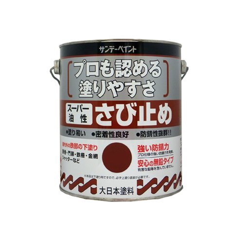 サンデーペイント スーパー油性JISさび止め 1.6L アカサビ 4906754257911容量：1.6L塗り面積(1回塗り）：約20平米塗り面積(タタミの広さ）：約12枚分乾燥時間(指触）：約2時間(20℃）、約4時間(冬期）乾燥時間(半...