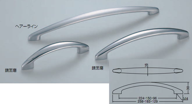 シロクマ HL-15 224mmピッチ 鏡面磨き/ヘアーラインハンドル、ツマミの取り付け方について基本的には板の裏側からビス止めして頂く形となります。通常付属のビスサイズは画像に記載しております。 例：ISO4×28　等と記載の場合、φ4m...