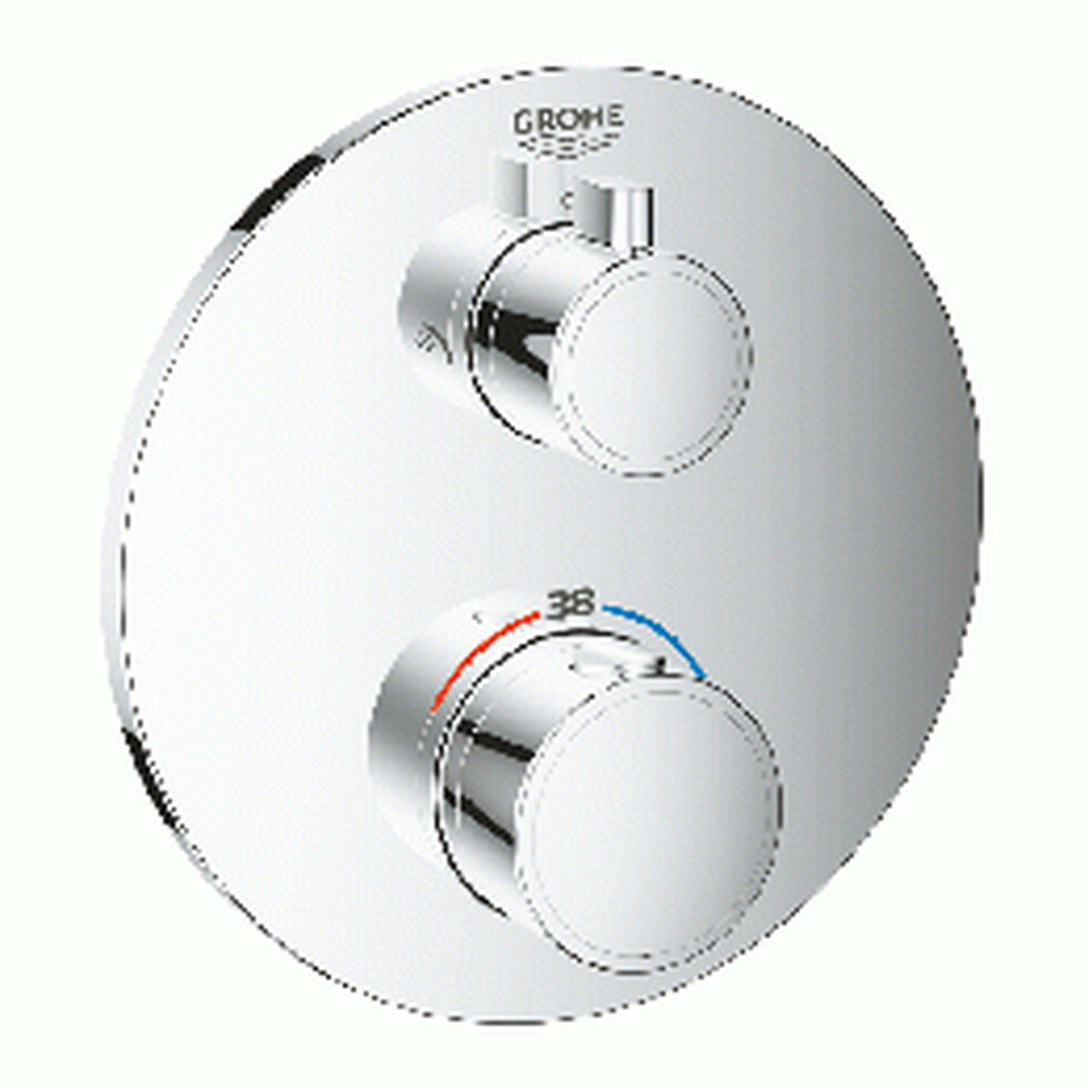 GROHTHERMシリーズ グローサーモ サーモスタットシャワー2方向切替埋込混合栓 ラウンドタイプ 化粧部 表示マーク：ハンドシャワー/オーバーヘッドシャワー 吐水タイプ：2方向（選択可） 一般地/寒冷地：一般地 別途埋込本体部 3560...