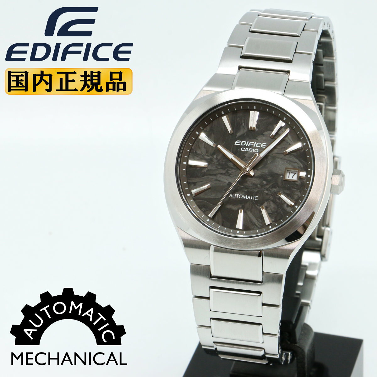型番 機械式（自動巻き） EFK-200CD-1AJF ケースサイズ (H×W×D) 縦：約43.6mm×横：約38mm×厚さ：約11.9mm 材 質 ケース ステンレススチール ベルト ステンレススチール 文字盤カラー ブラック系（フォー...