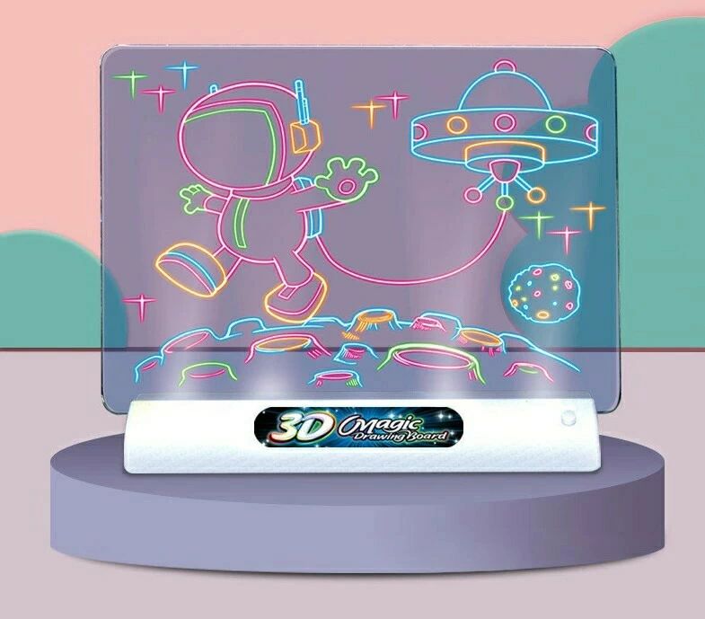 お絵かきボード 魔法絵描きパッド カラフルお絵かきボード 電子パッド 落書き お絵かきおもちゃ 子供知育玩具3D効果、LEDライト　消せる落書きマジックグローパッド5お絵かきボード 魔法絵描きパッド カラフルお絵かきボード 電子パッド 落書...