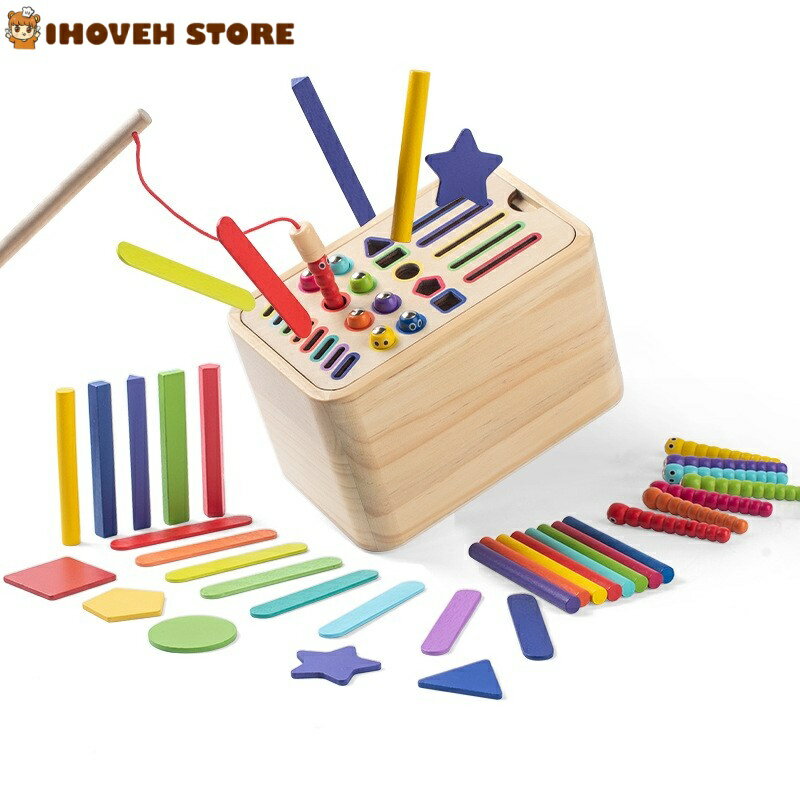 見て、考えて、分けて遊ぶ。モンテッソーリ教育をイメージした木製仕分けボックス 色と形を見分け、対応する穴に入れることで、お子様の観察力と論理的思考を自然に育みます。指先を使う釣り遊びも楽しめる、多機能な知育玩具です。★☆★☆★☆★☆★☆★☆...