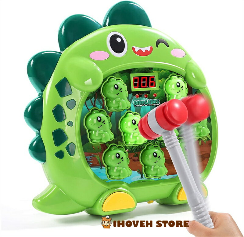 【面白いもぐらたたきおもちゃ】点数表示機能が搭載されており、ピカッと光る恐竜を叩いてハイスコアを狙って思う存分に楽しめるおもちゃです。ピコピコハンマーが二つ付属されており、お友達や家族と揃って点数を競って盛 り上がれ、お互いの絆を深めて世代...