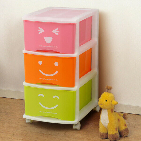 3種類のどうぶつ顔がかわいいおもちゃや衣類などがたっぷり入るカラフルなお子様用の3段収納ケース。整理整頓にかわいいデザインでお子様も楽しくお片づけできます。3色のカラフルなケースで色分けして収納できます。収納の目安（引き出し1個あたり）Yシ...